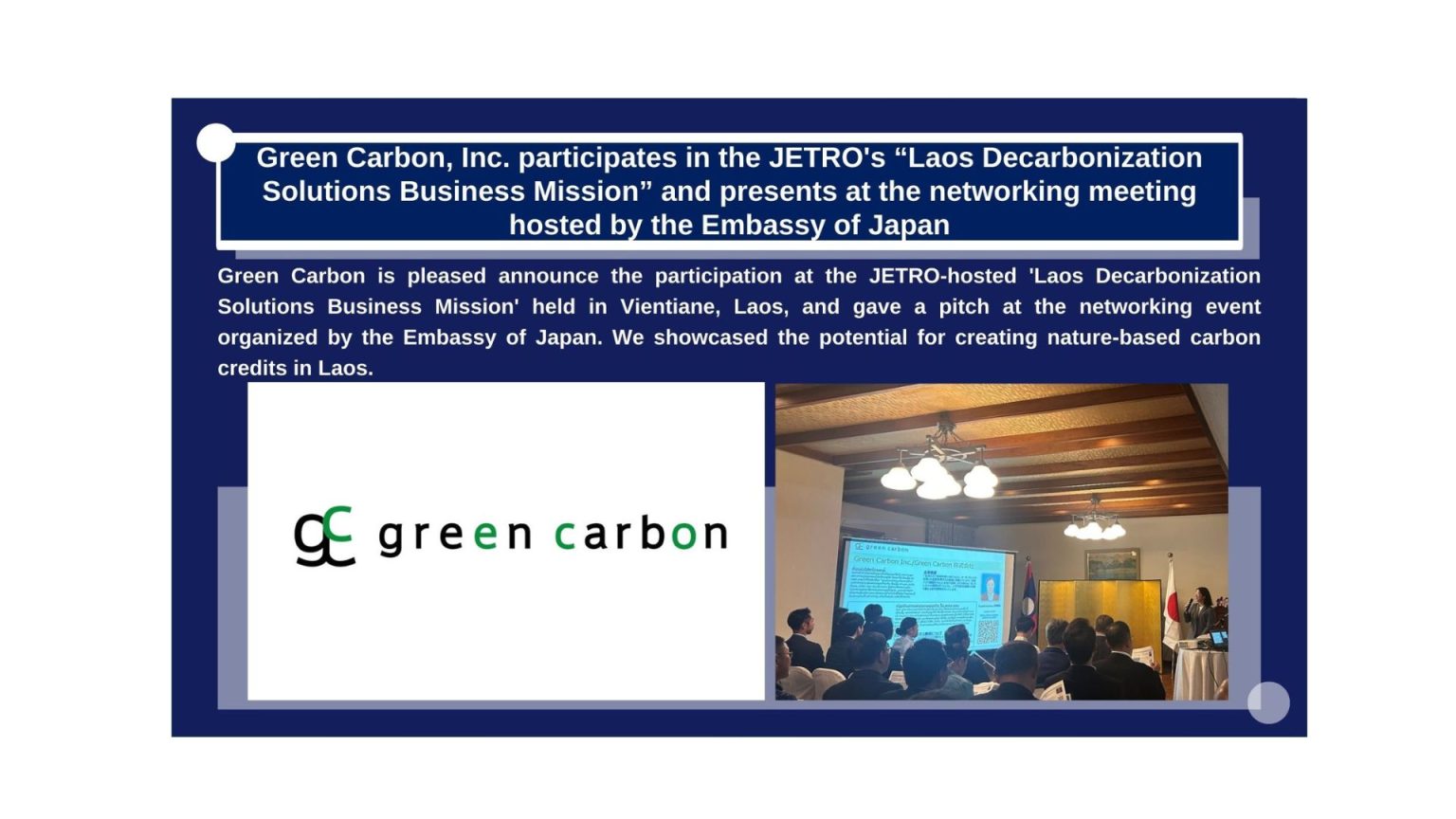 Green Carbon, Inc. participates in the JETRO’s “Laos Decarbonization ...